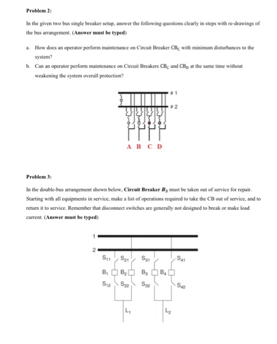 Solved Problem 2: In the given two bus single breaker setup, | Chegg.com