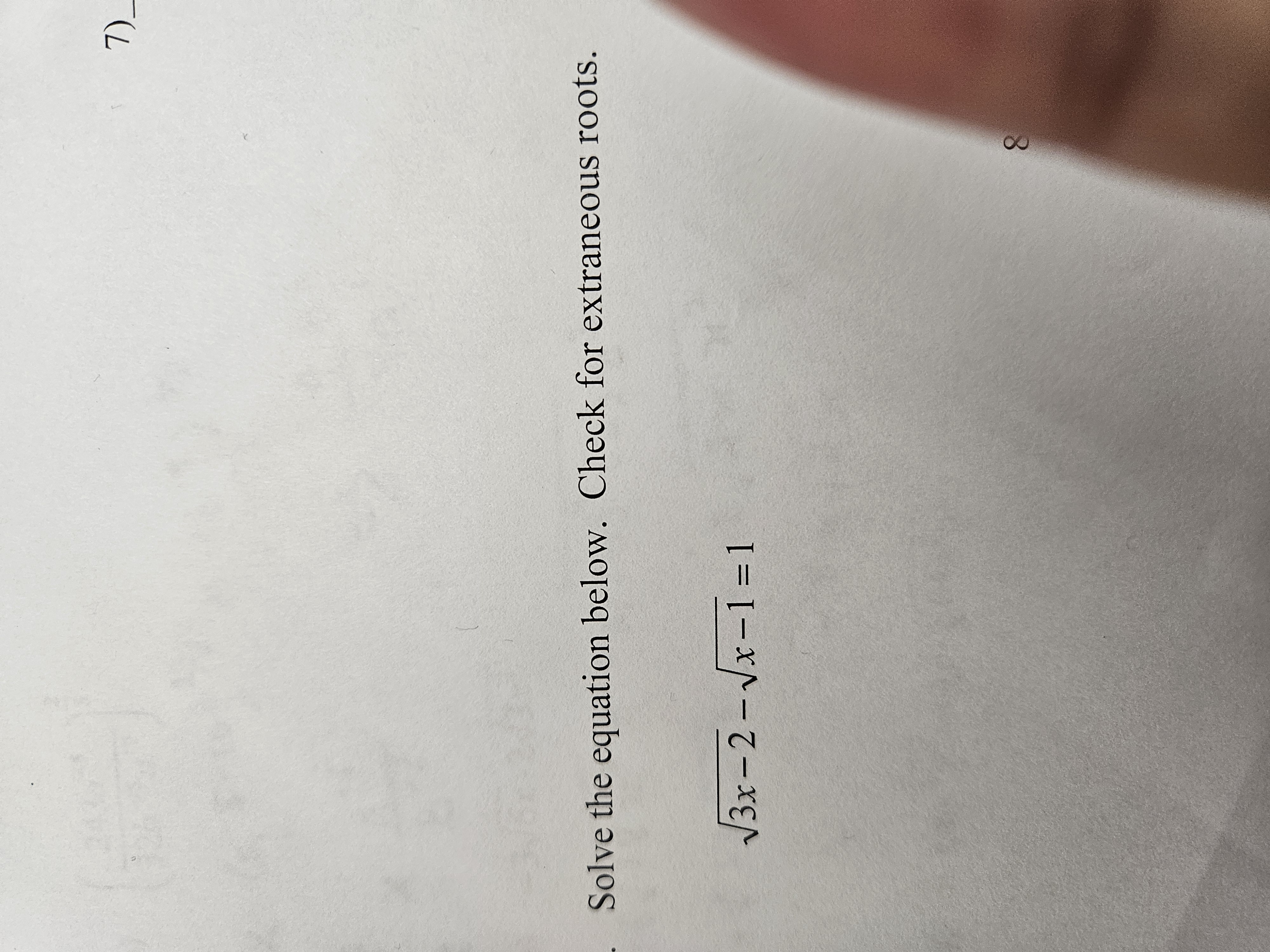Solved Solve the equation below. Check for extraneous | Chegg.com