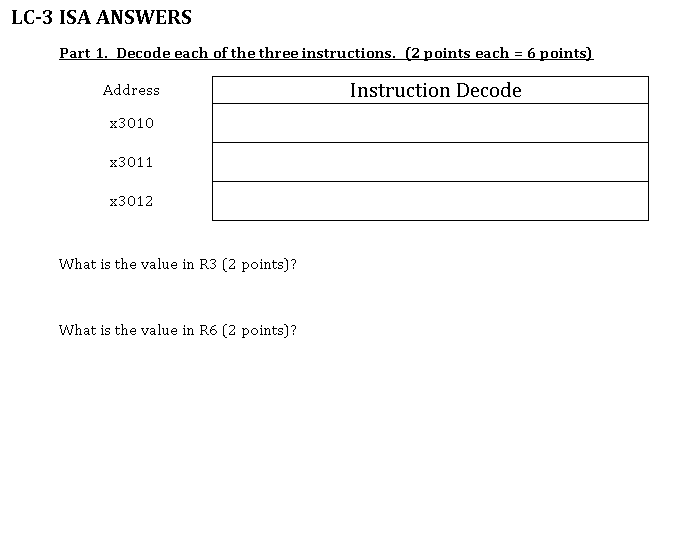 Section IV LC-3 ISA (10 Points) The PC contains | Chegg.com