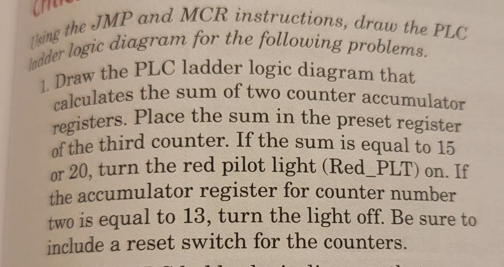 Solved Jing the JMP and MCR instructions, draw the PLC | Chegg.com