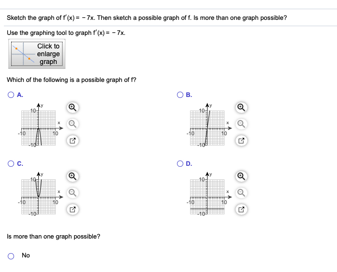 Solved Sketch the graph of f'(x) = -7x. Then sketch a | Chegg.com