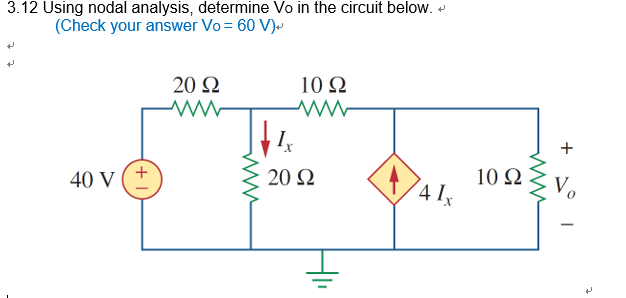 Find Vo in the Circuit Below Using Nodal Analysis