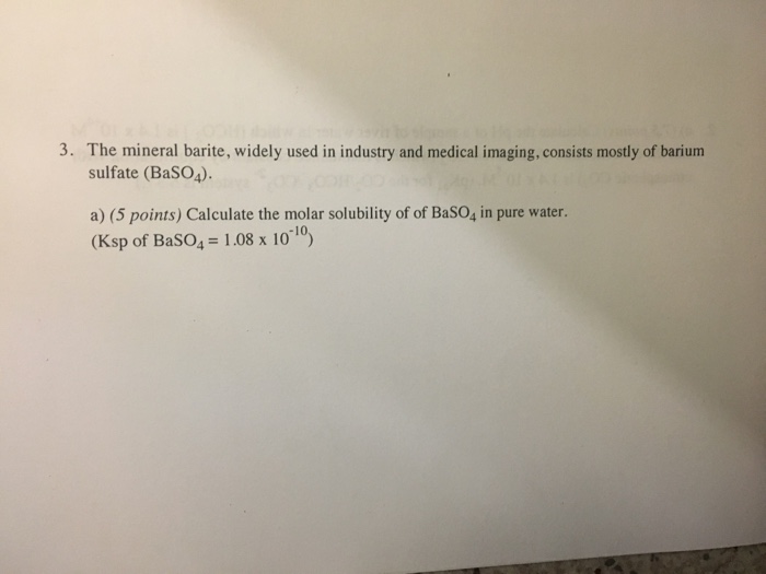 Solved sulfate (BaSO). a) (5 points) Calculate the molar | Chegg.com