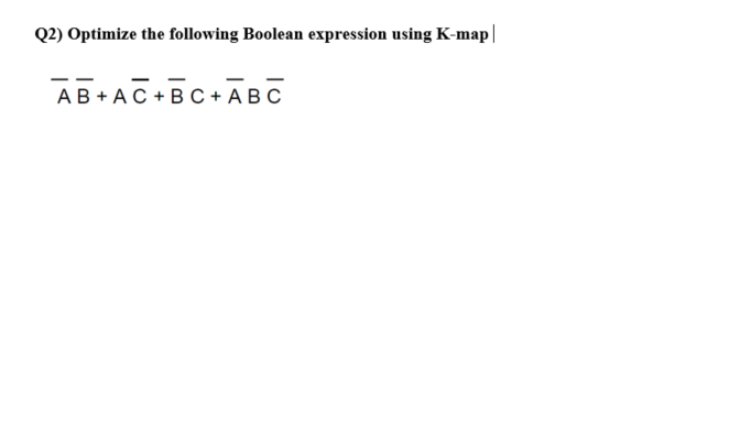 Solved Q2) Optimize the following Boolean expression using | Chegg.com
