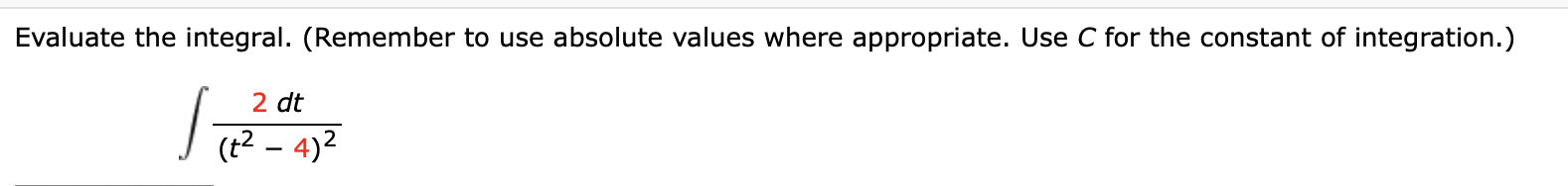 Solved Evaluate the integral. (Remember to use absolute | Chegg.com