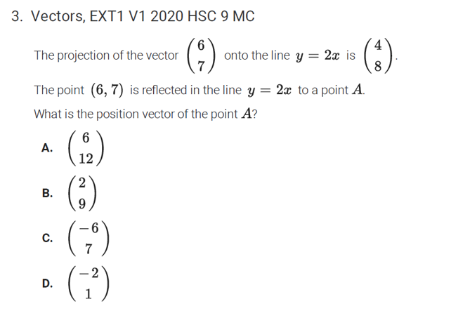 Solved The projection of the vector (67) onto the line y=2x | Chegg.com