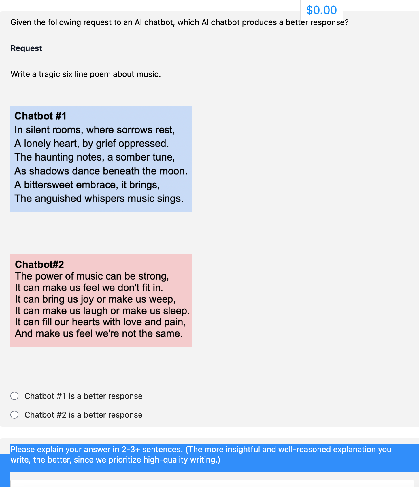 Solved $0.00\\nGiven the following request to an Al chatbot, | Chegg.com