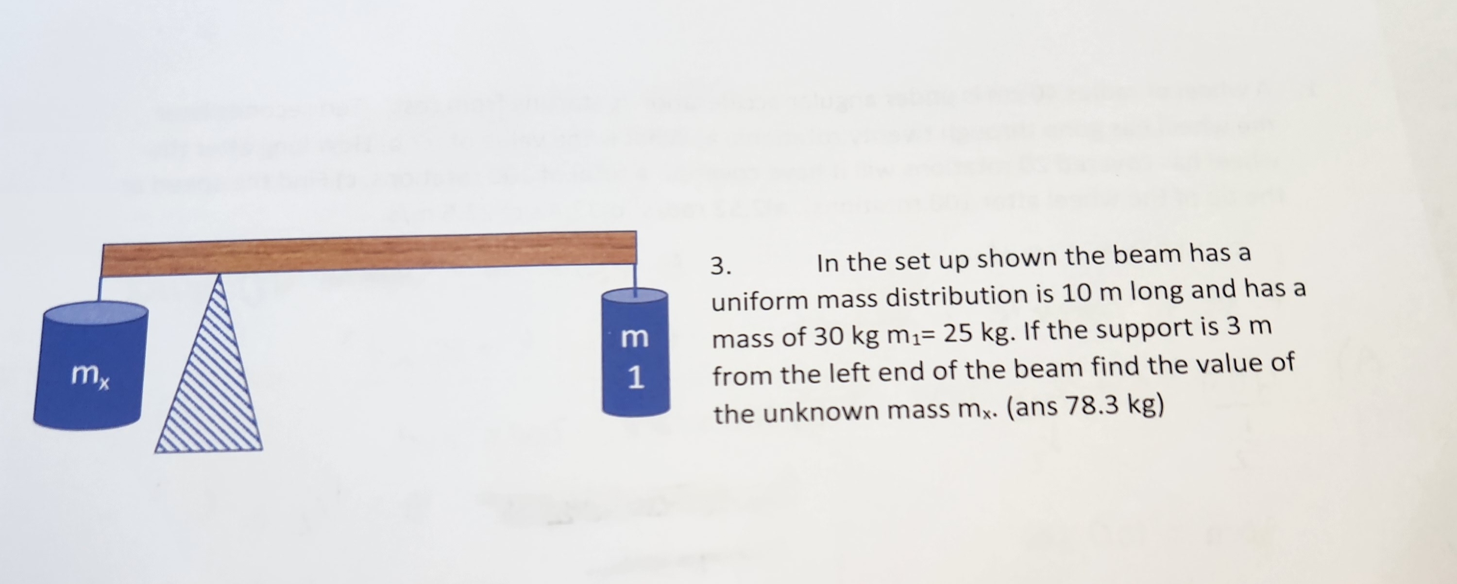 Solved 3. In the set up shown the beam has a uniform mass | Chegg.com