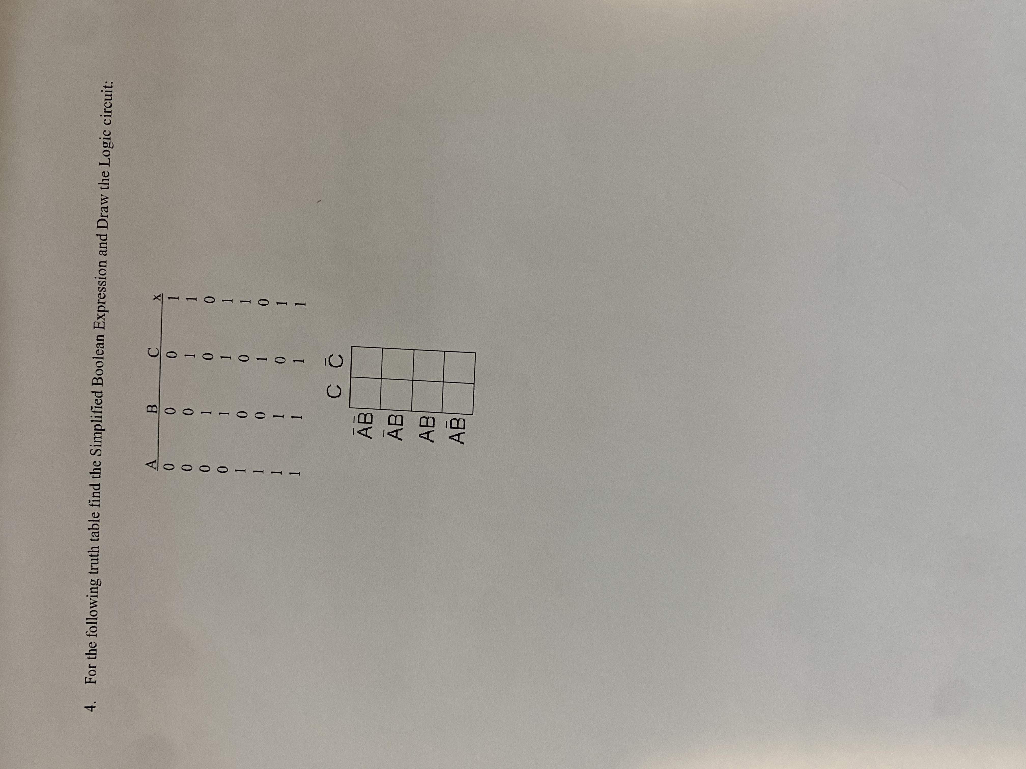 Solved 4. For the following truth table find the Simplified | Chegg.com