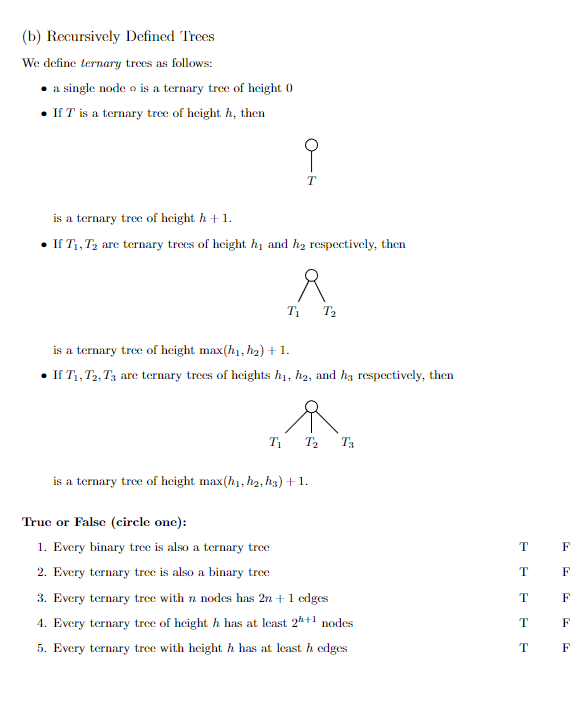 Solved Problem 7: Recursive Sets and Trees (a) A Recursive | Chegg.com
