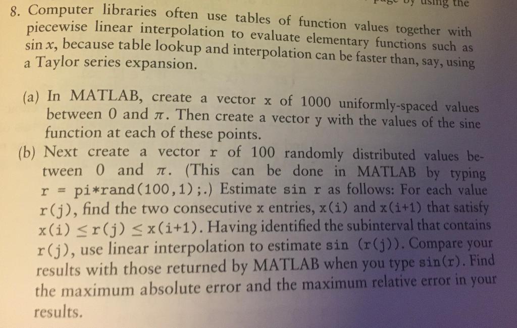 Solved ng the 8. Computer libraries often use tables of | Chegg.com