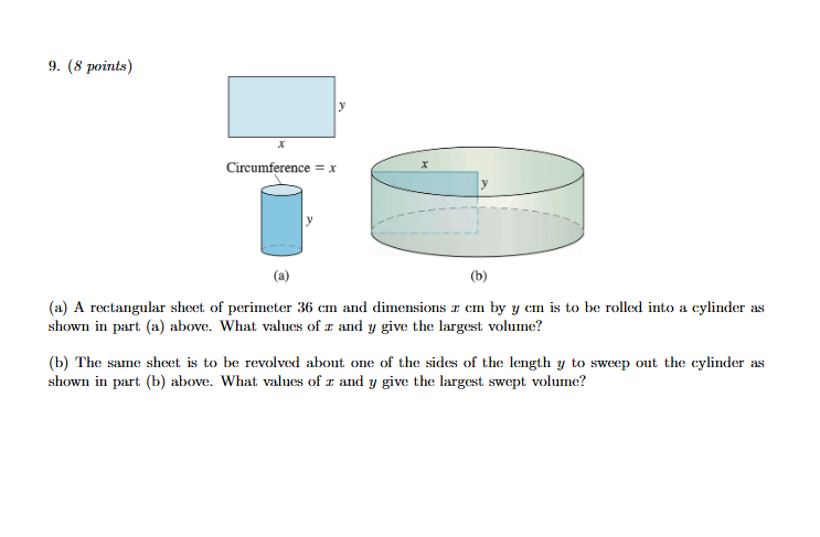 Solved 9. (8 ﻿points)\( ﻿y \)(a)(b)(a) ﻿A rectangular sheet | Chegg.com