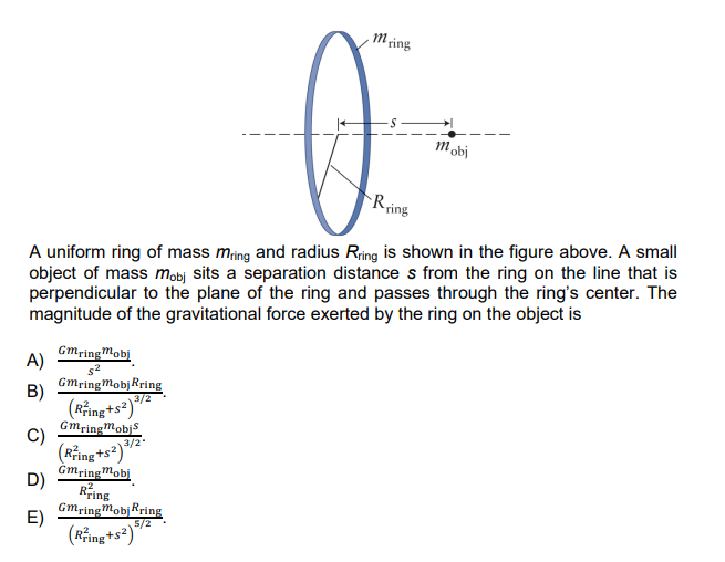 Solved m 11 ring mobi -Ring A uniform ring of mass mring and | Chegg.com