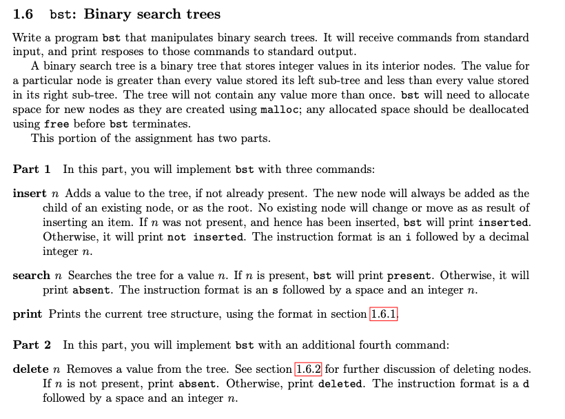 Solved bst: Binary search trees Write a program bst that | Chegg.com