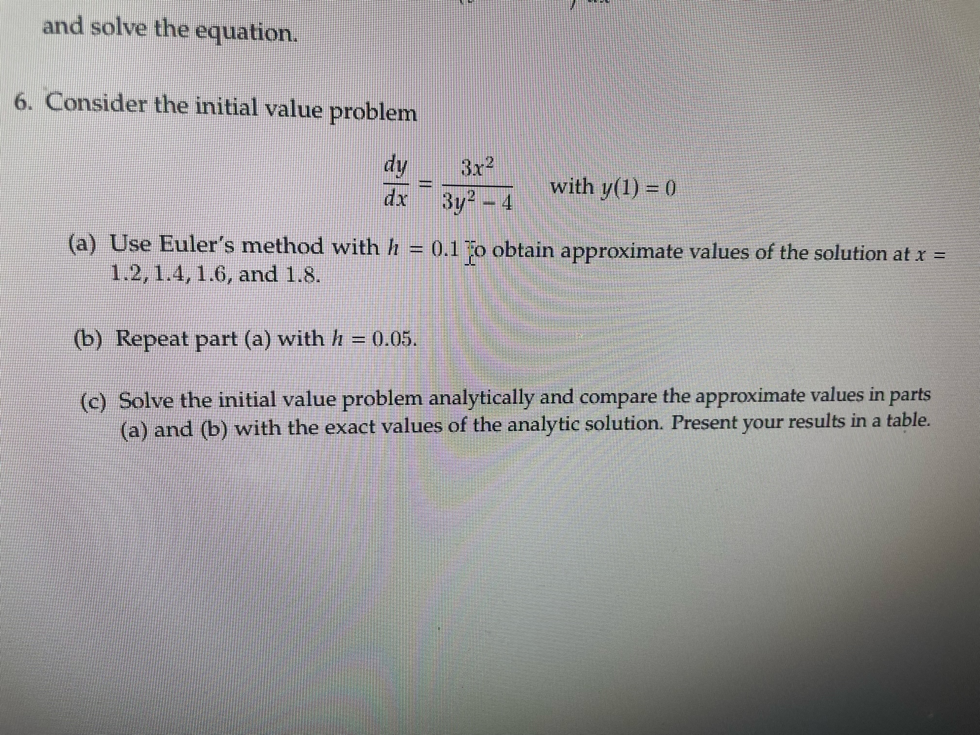 Solved 6. Consider the initial value problem dxdy=3y2−43x2 | Chegg.com