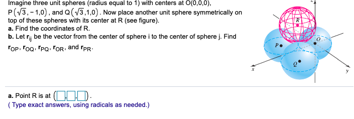 Solved Imagine three unit spheres (radius equal to 1) with | Chegg.com