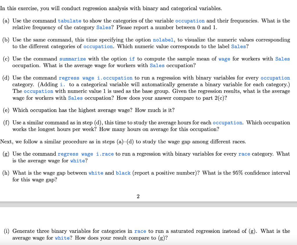 Solved In this exercise, you will conduct regression | Chegg.com