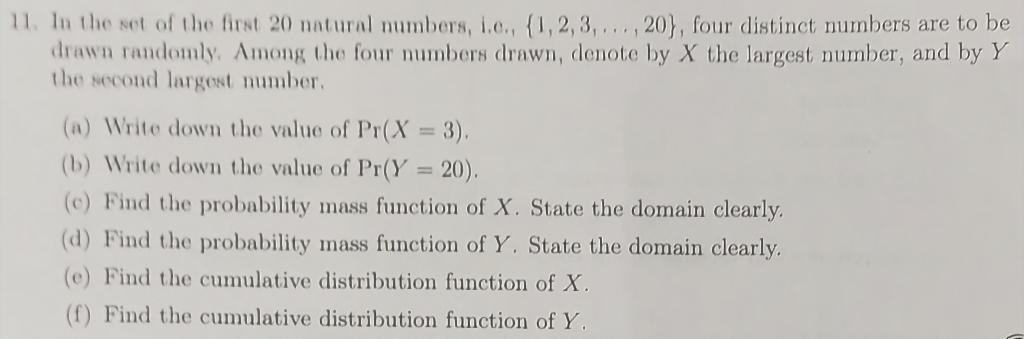 Solved 11. In the set of the first 20 natural numbers, i,e, | Chegg.com