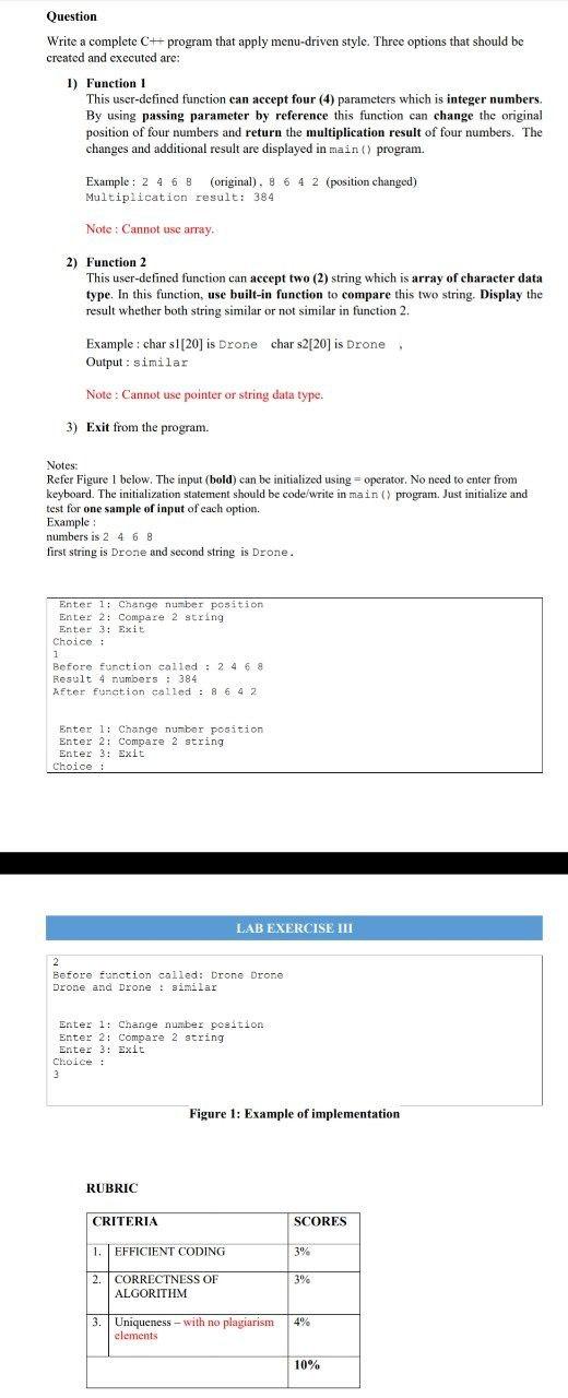 Solved Question Write a complete C++ program that apply | Chegg.com