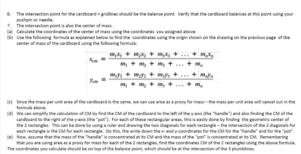 Solved Lab 1: Center of Mass & Balance (XC of 2%) 1. Cut the | Chegg.com