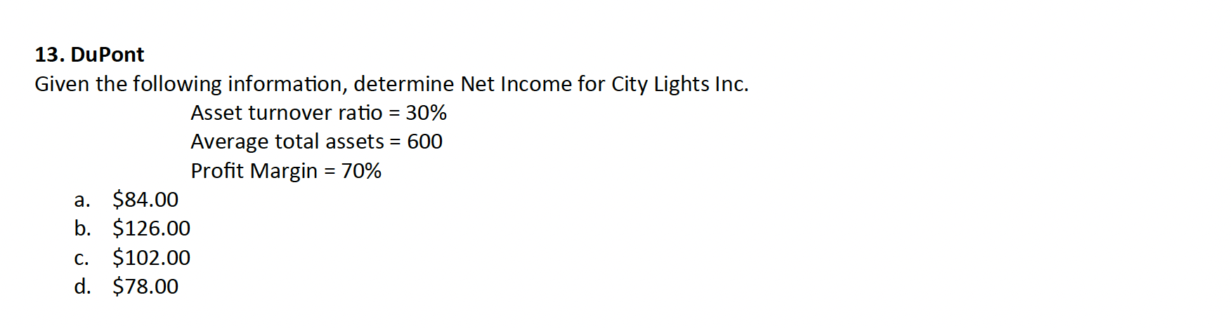 Solved 13. DuPont Given the following information, determine | Chegg.com