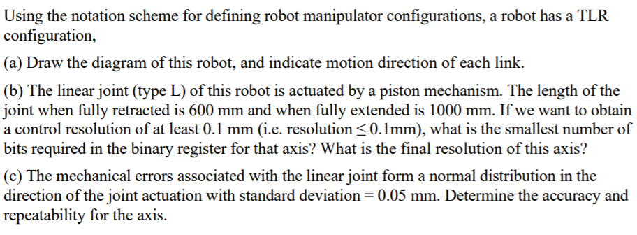 Using the notation scheme for defining robot | Chegg.com
