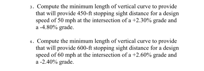 Solved Compute the minimum length of vertical curve to | Chegg.com