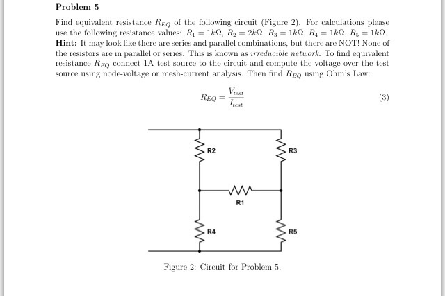 Solved Find equivalent resistance REQ of the following | Chegg.com