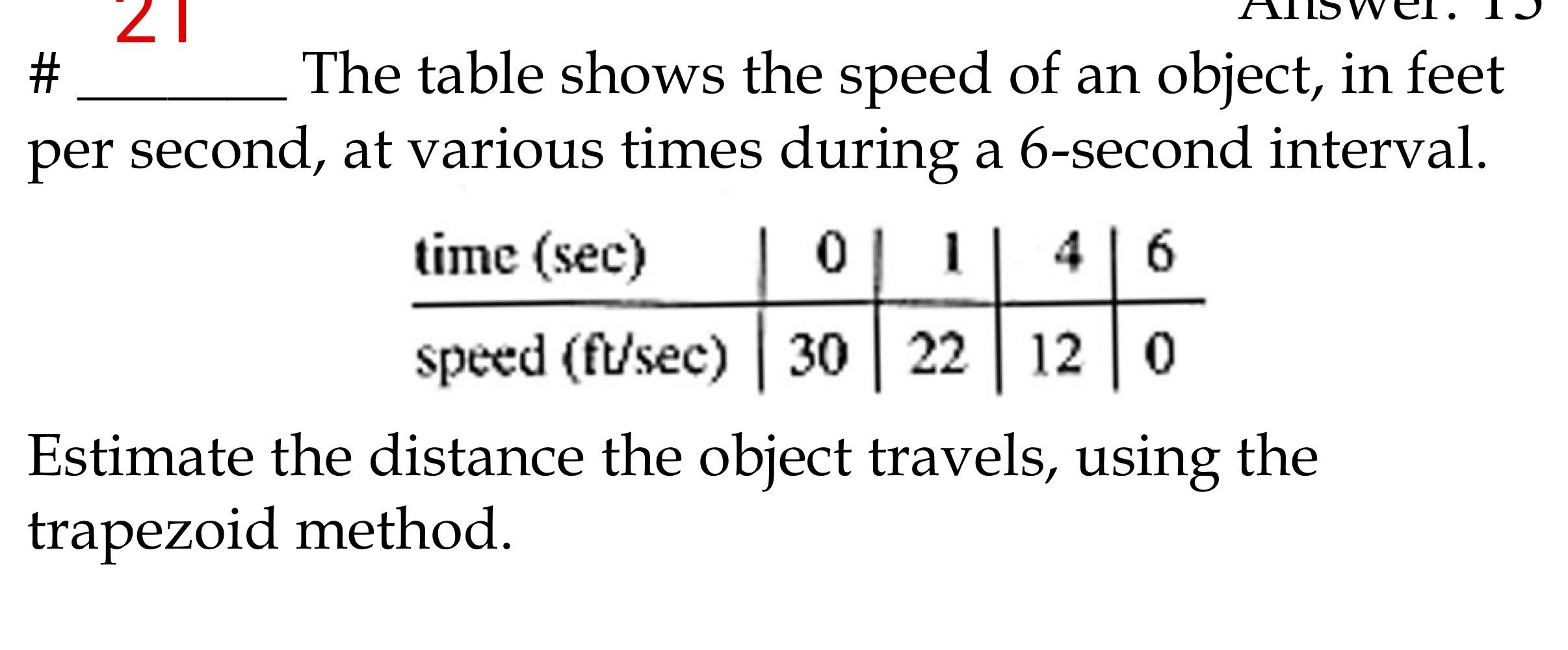 Solved # The table shows the speed of an object, in feet per | Chegg.com