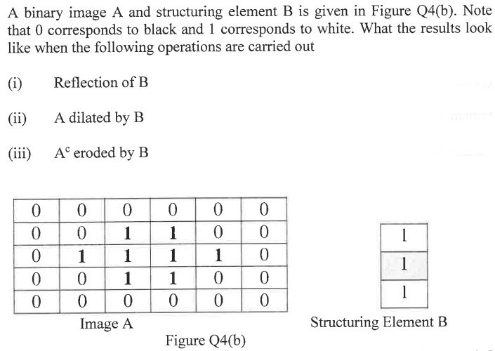 Solved A Binary Image A And Structuring Element B Is Given 1583