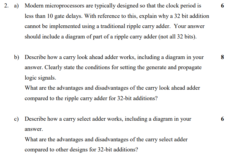 Solved 6 2. a) Modern microprocessors are typically designed | Chegg.com