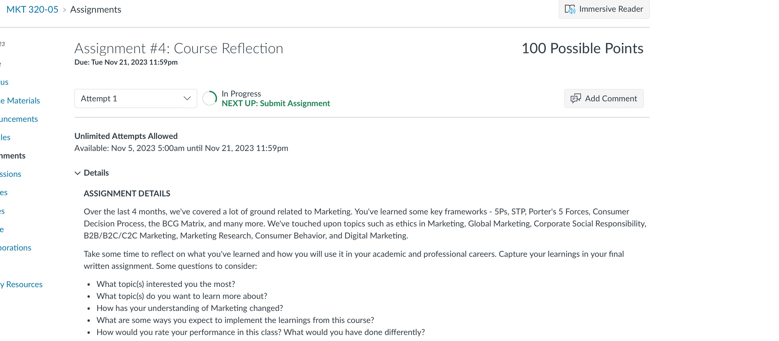 Solved Assignment \#4: Course Reflection 100 Possible Points | Chegg.com