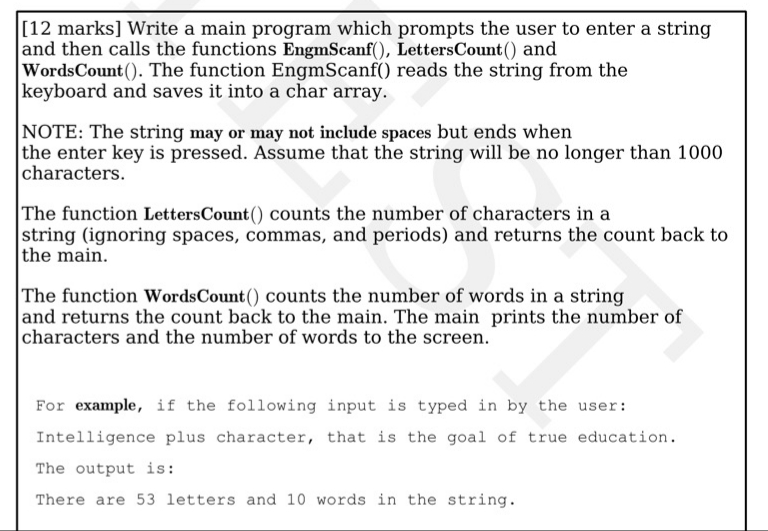 Solved [12 marks] Write a main program which prompts the | Chegg.com