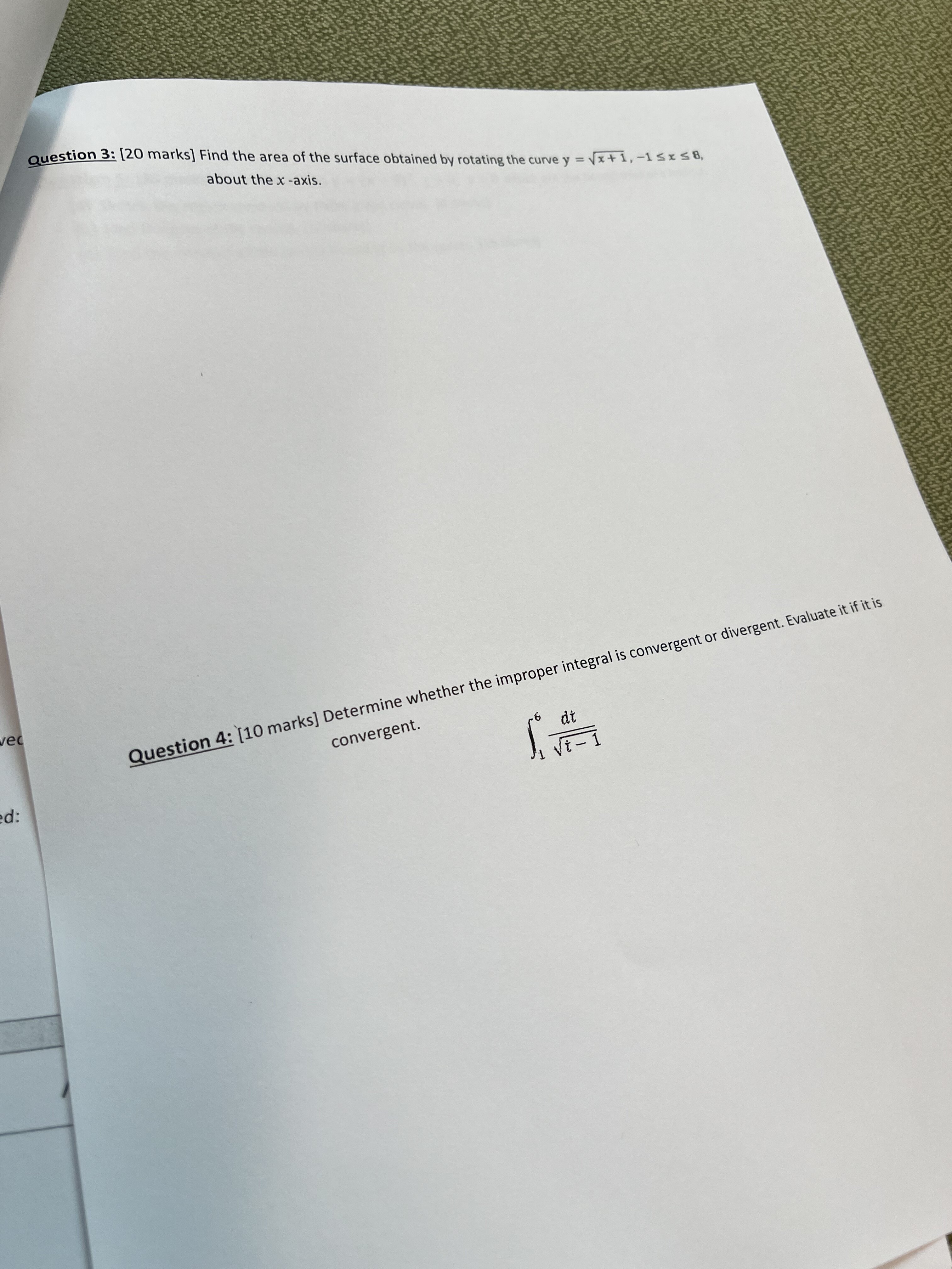 Solved URGENT::Question 3: [20 marks] Find the area of the | Chegg.com