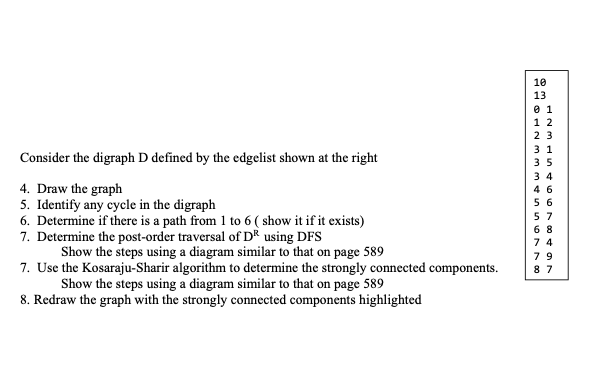 Solved Consider the digraph D defined by the edgelist shown | Chegg.com
