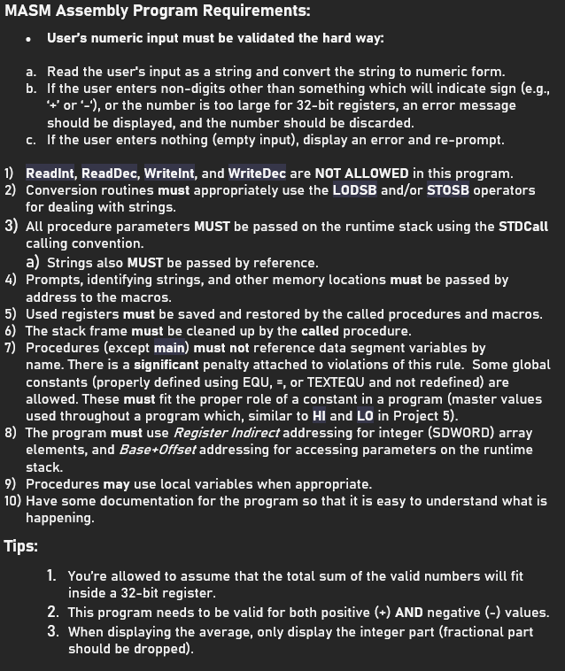 Solved MASM Assembly language: PLEASE actually read the | Chegg.com