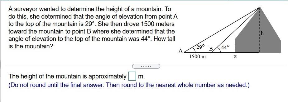 Solved A surveyor wanted to determine the height of a | Chegg.com