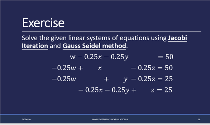 Solved Exercise Solve The Given Linear Systems Of Equations