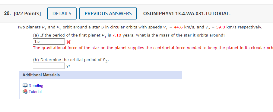 Solved Two planets P1 and P2 orbit around a star S in | Chegg.com