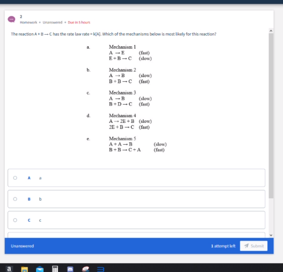 Solved Homework. Unanswered. Due in 5 hours The reaction | Chegg.com