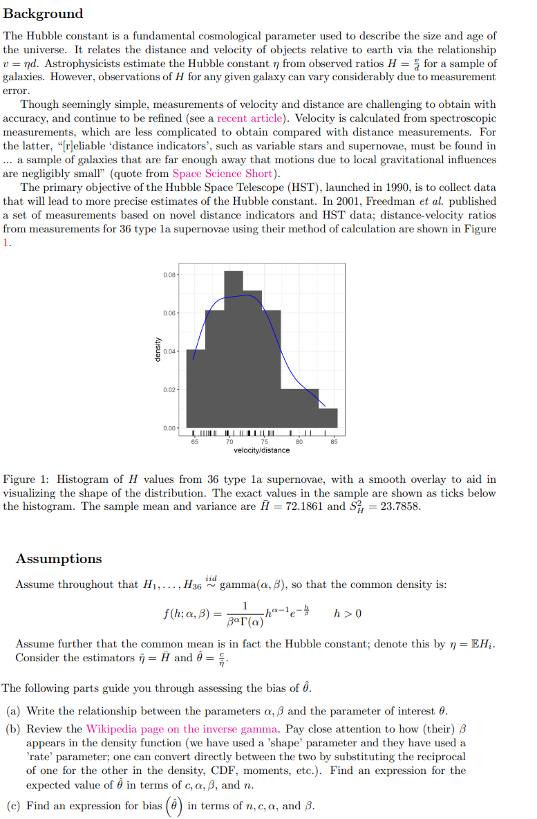 Background The Hubble constant is a fundamental | Chegg.com