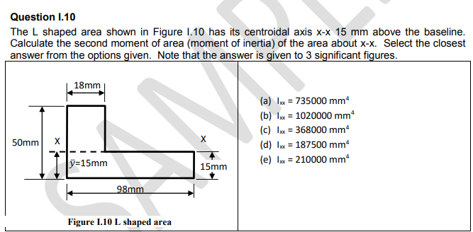 Solved Question I.10 The L shaped area shown in Figure 1.10 | Chegg.com