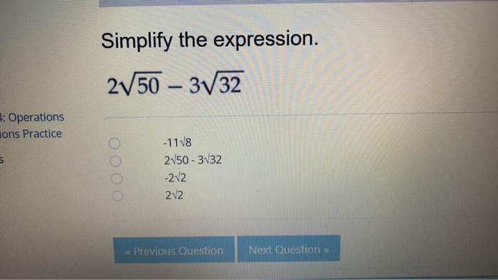 Solved Simplify the expression. 2 Squareroot 50 - 3 | Chegg.com