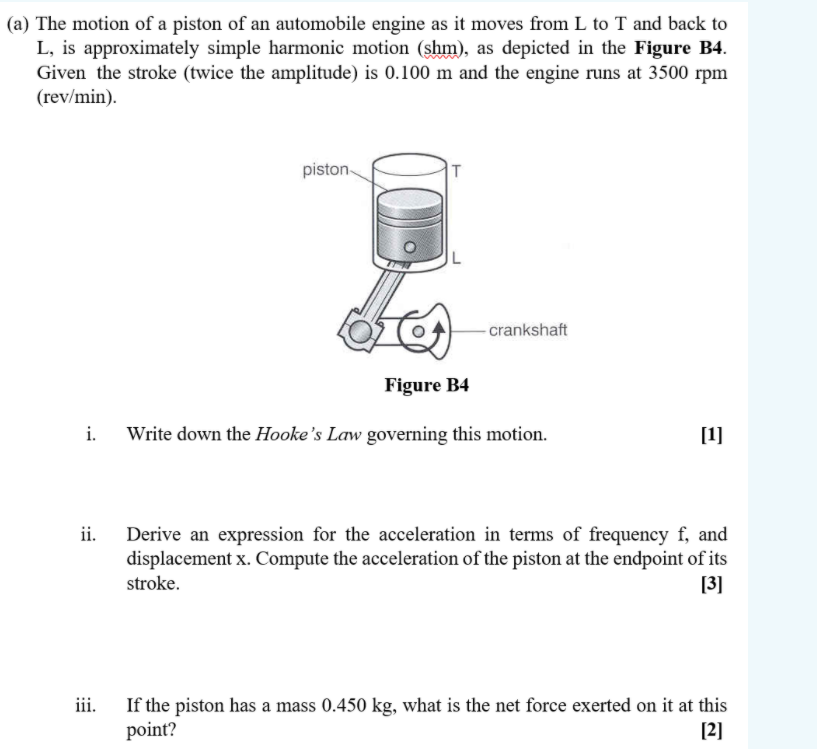 Solved (a) The motion of a piston of an automobile engine as | Chegg.com