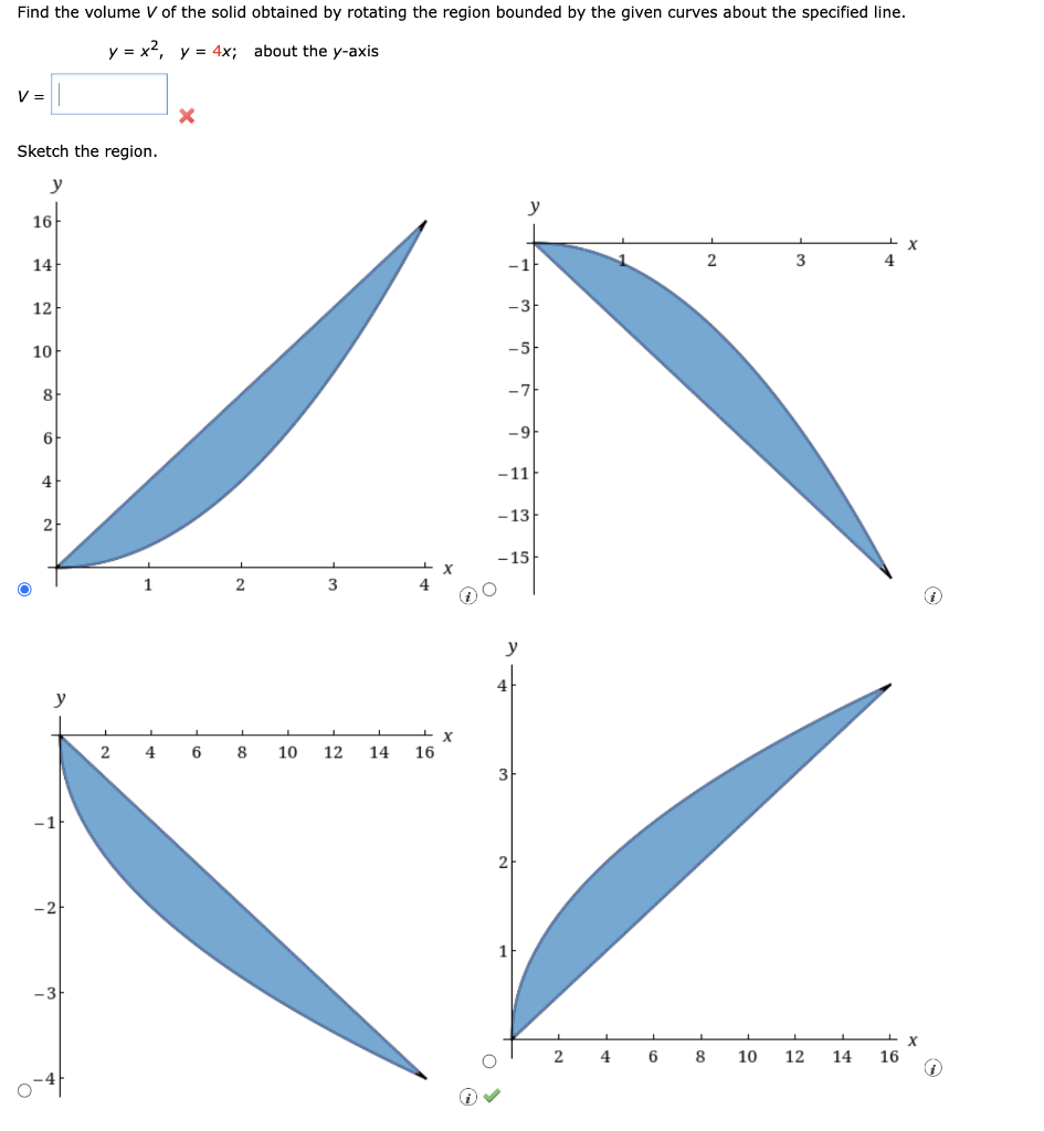 Solved Find the volume V of the solid obtained by rotating | Chegg.com
