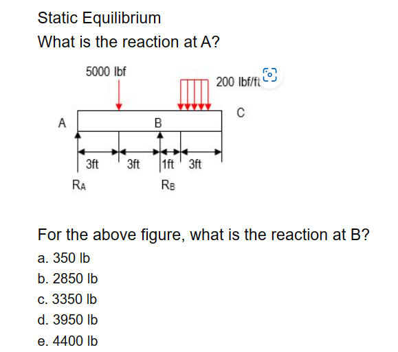 Solved Static EquilibriumWhat is the reaction at A ?For the | Chegg.com