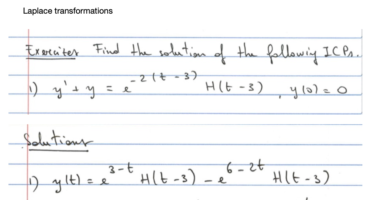 Solved Laplace transformations Exerciter Find the solution | Chegg.com