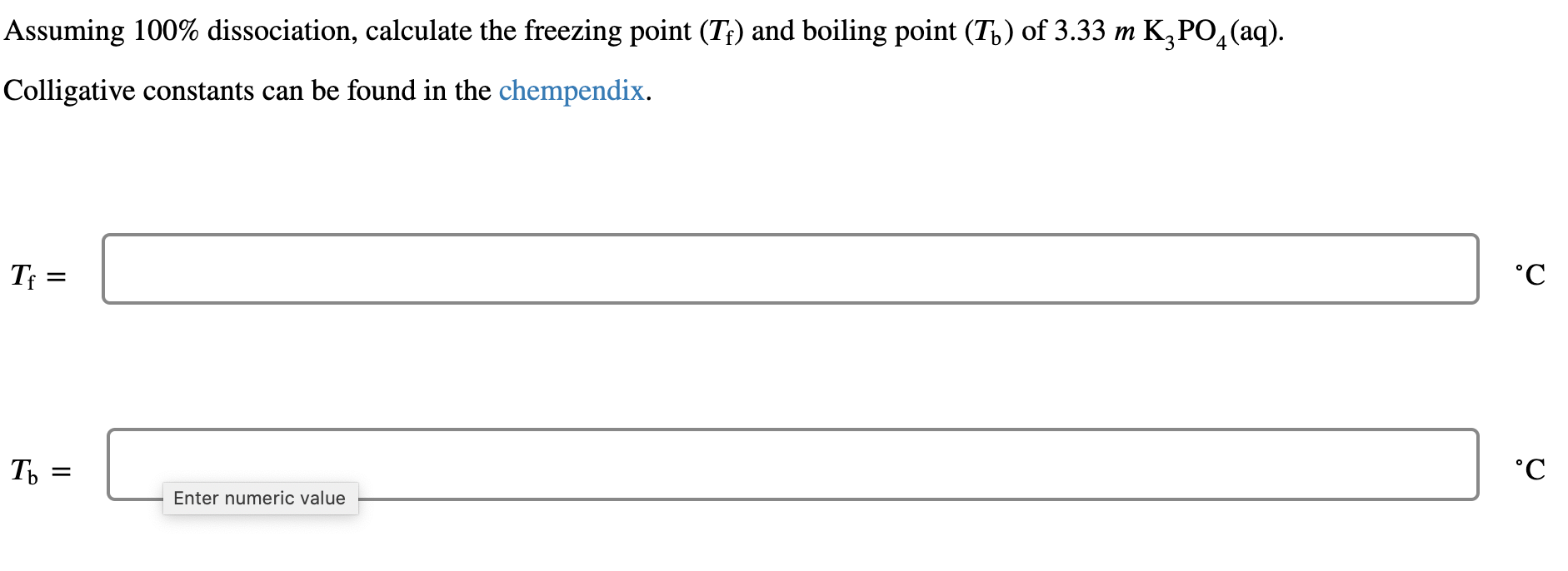 Solved Assuming 100% dissociation, calculate the freezing | Chegg.com