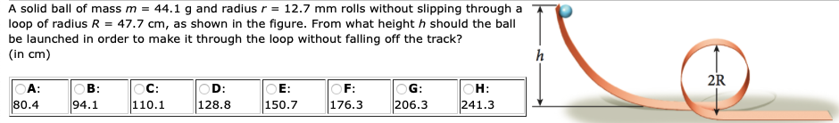 Solved A solid ball of mass m=44.1 g and radius r=12.7 mm | Chegg.com