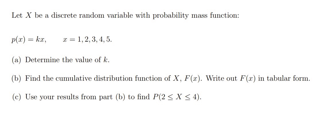 Solved Let X be a discrete random variable with probability | Chegg.com